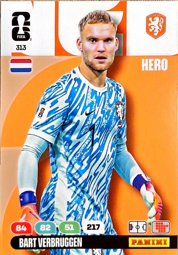 313 Bart Verbruggen Netherlands Hero Panini FIFA World Cup 2026 > Panini